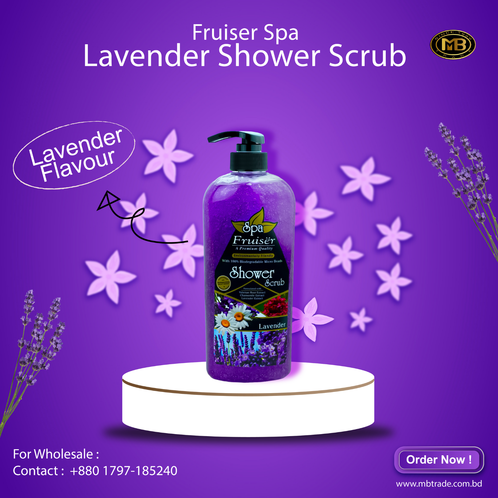 Fruiser Spa Lavender Shower Scrub – 730 ML
